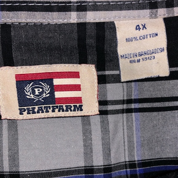 Phat Farm | Shirts | Phat Farm Men Plaid Button Up Logo Patches Shirt ...
